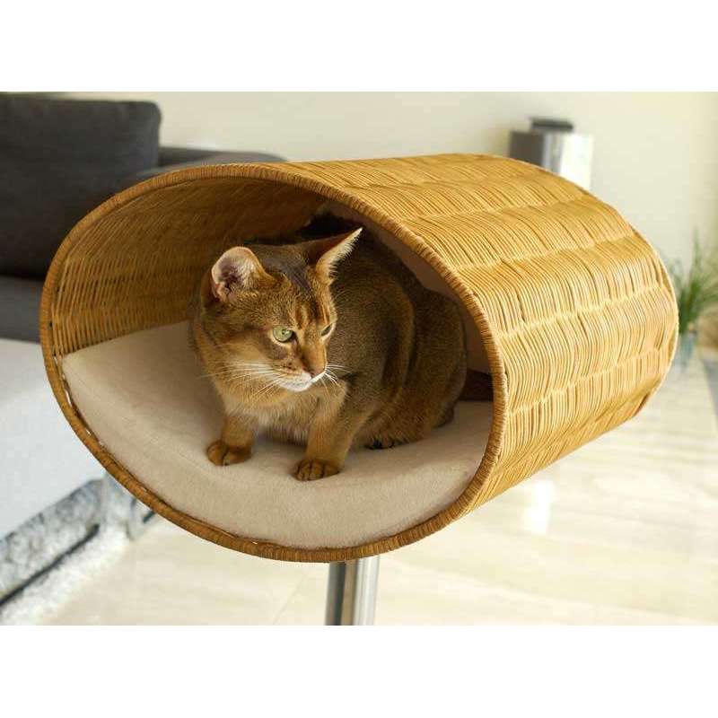 Pet Interiors Rondo Wicker Cat Bed Stand | Silver Circle Pets